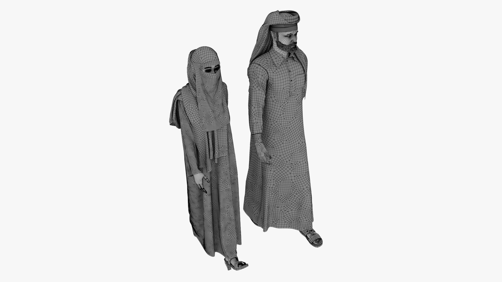 Qatari Man Women 3D - TurboSquid 2139225