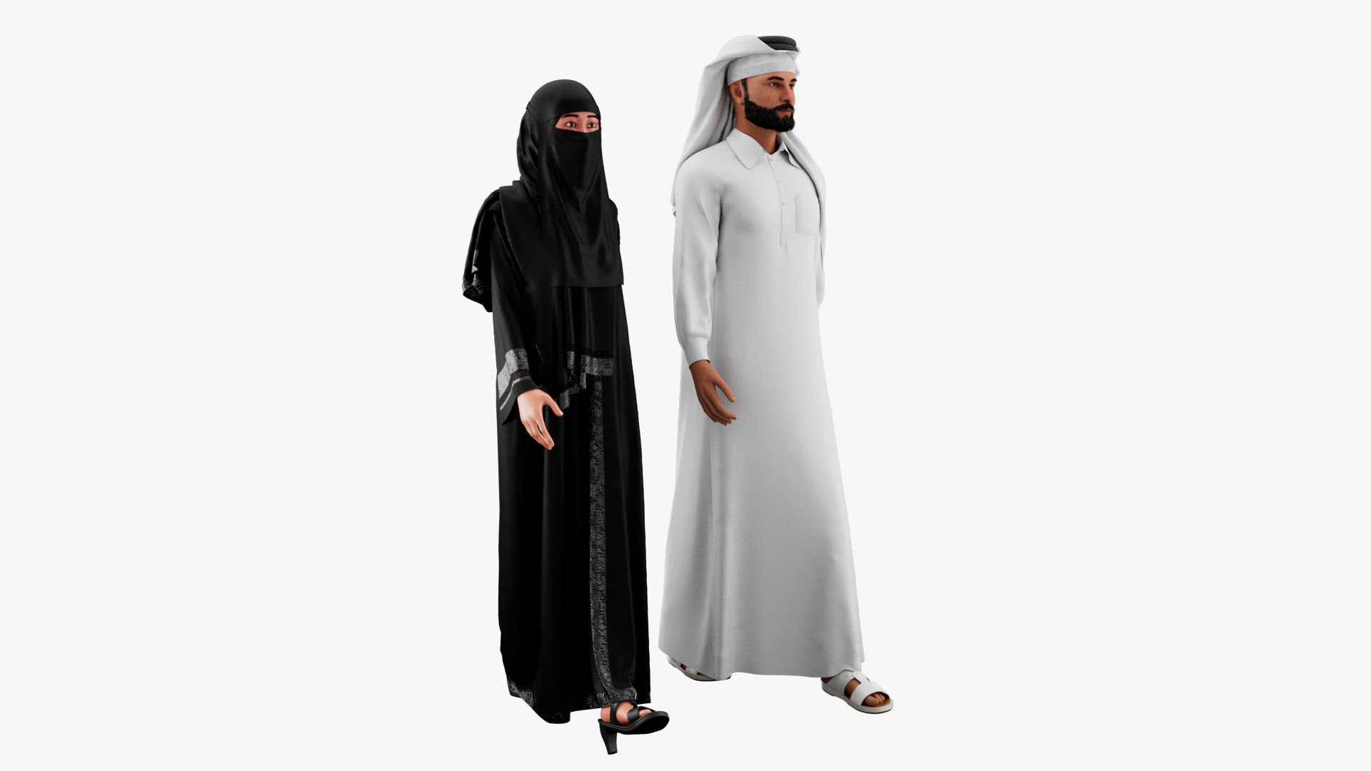 Qatari Man Women 3D - TurboSquid 2139225