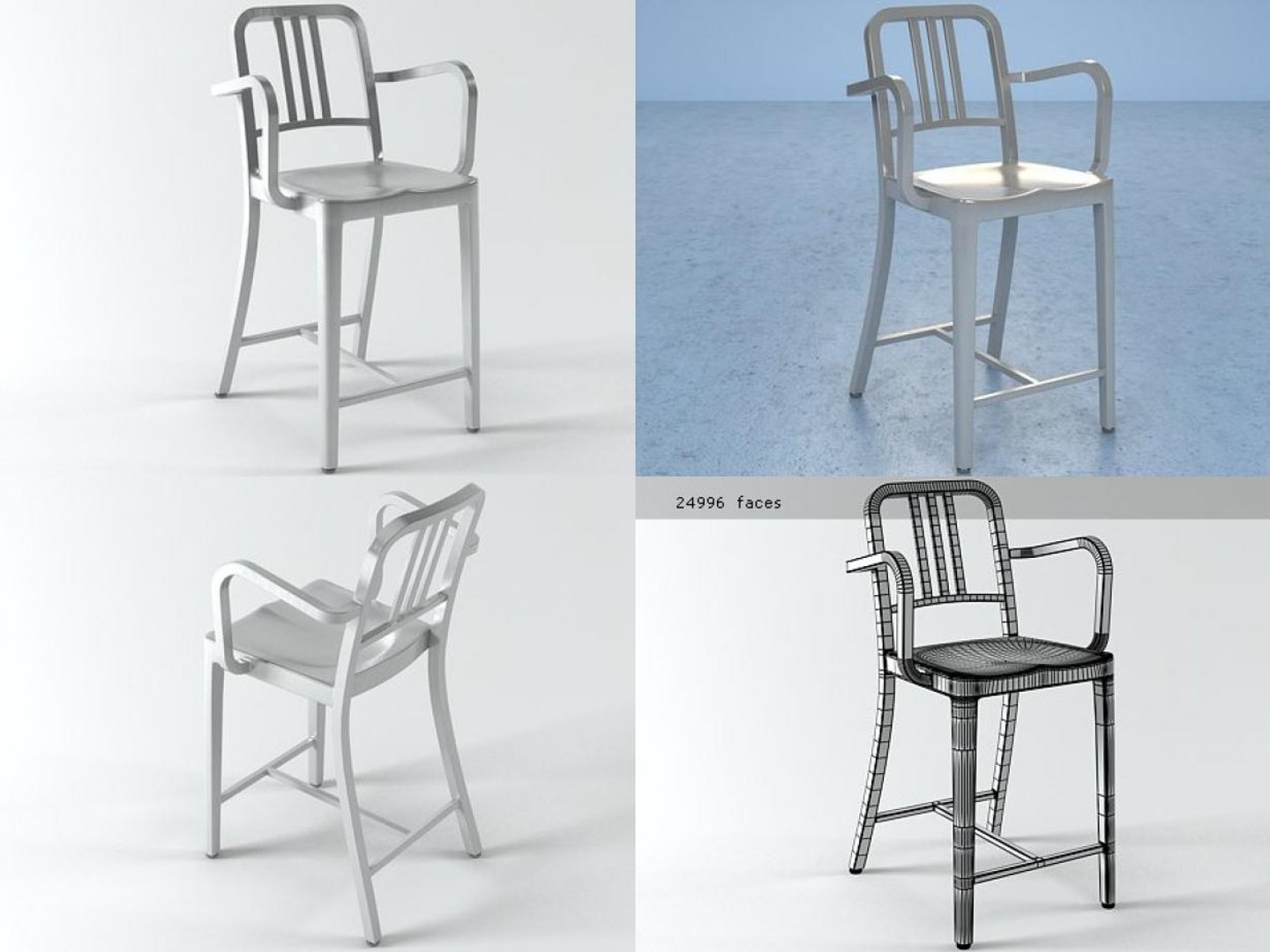 Free 3D Navy Counter Stool Arms - TurboSquid 1172730