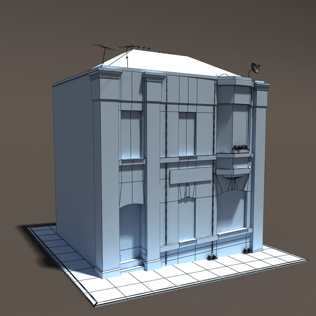 3d 3ds building exterior modeled