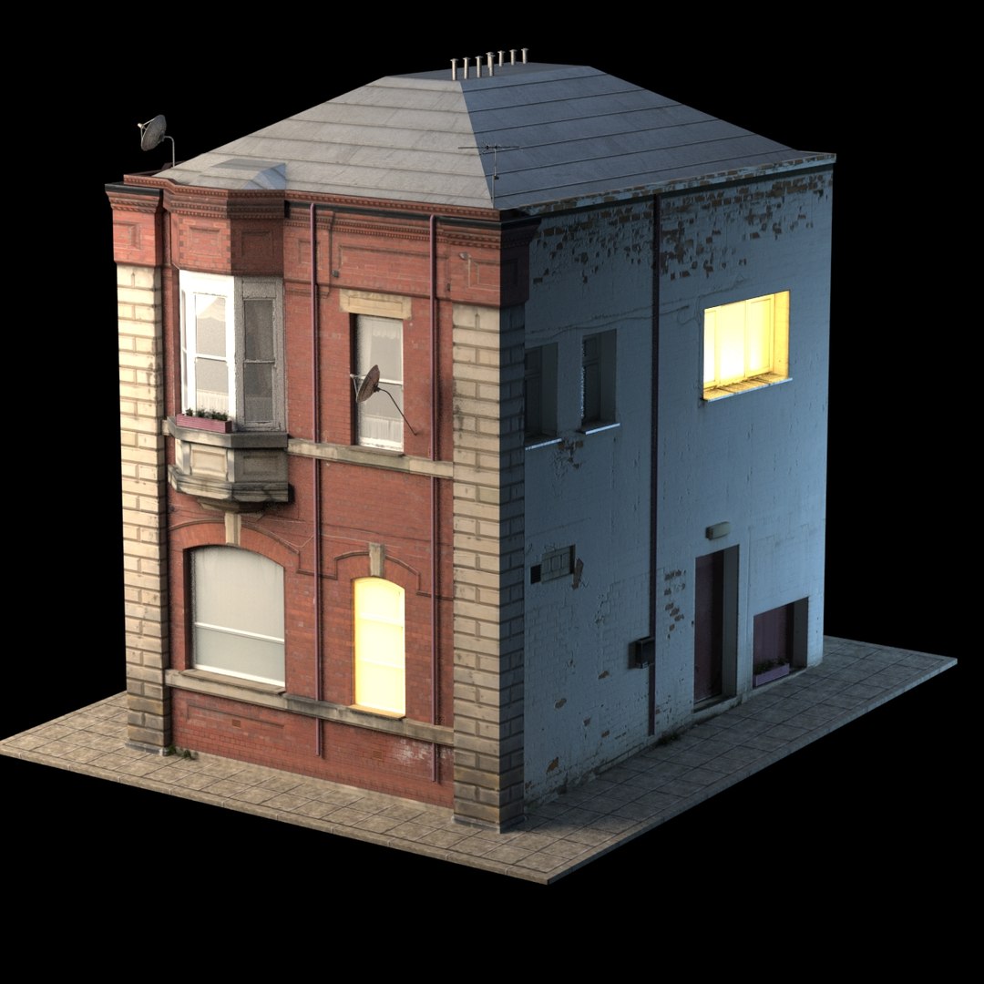 3d 3ds building exterior modeled