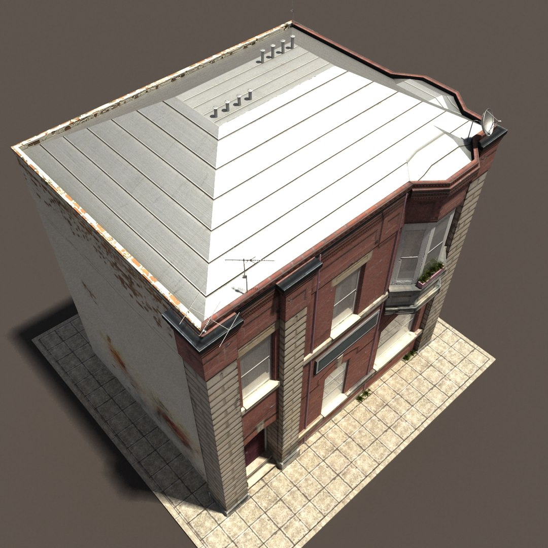 3d 3ds building exterior modeled