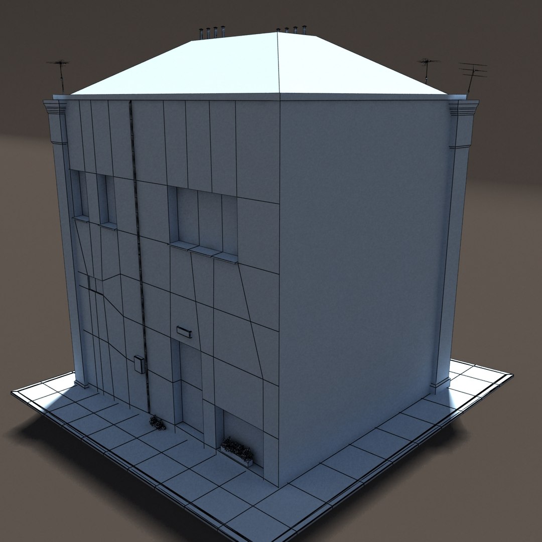 3d 3ds building exterior modeled