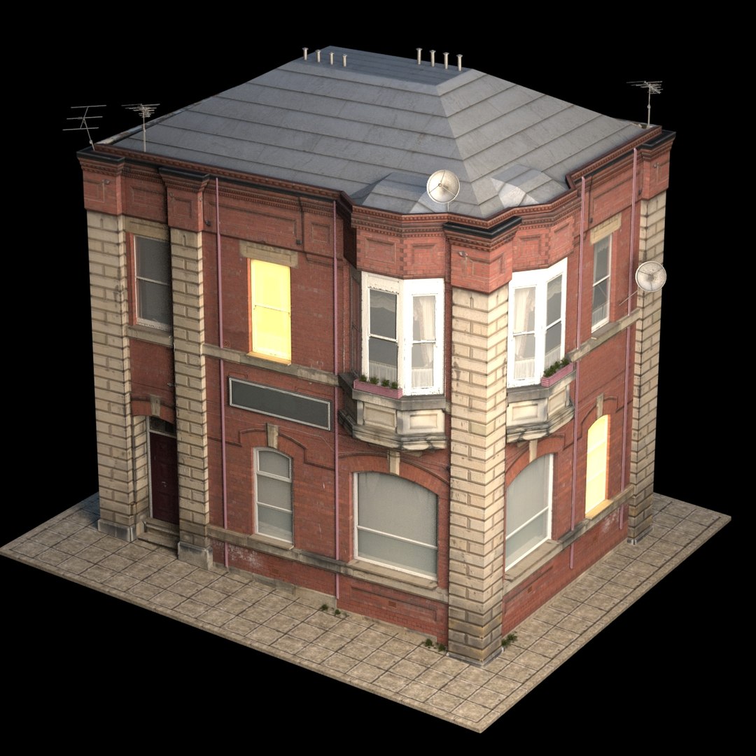3d 3ds building exterior modeled