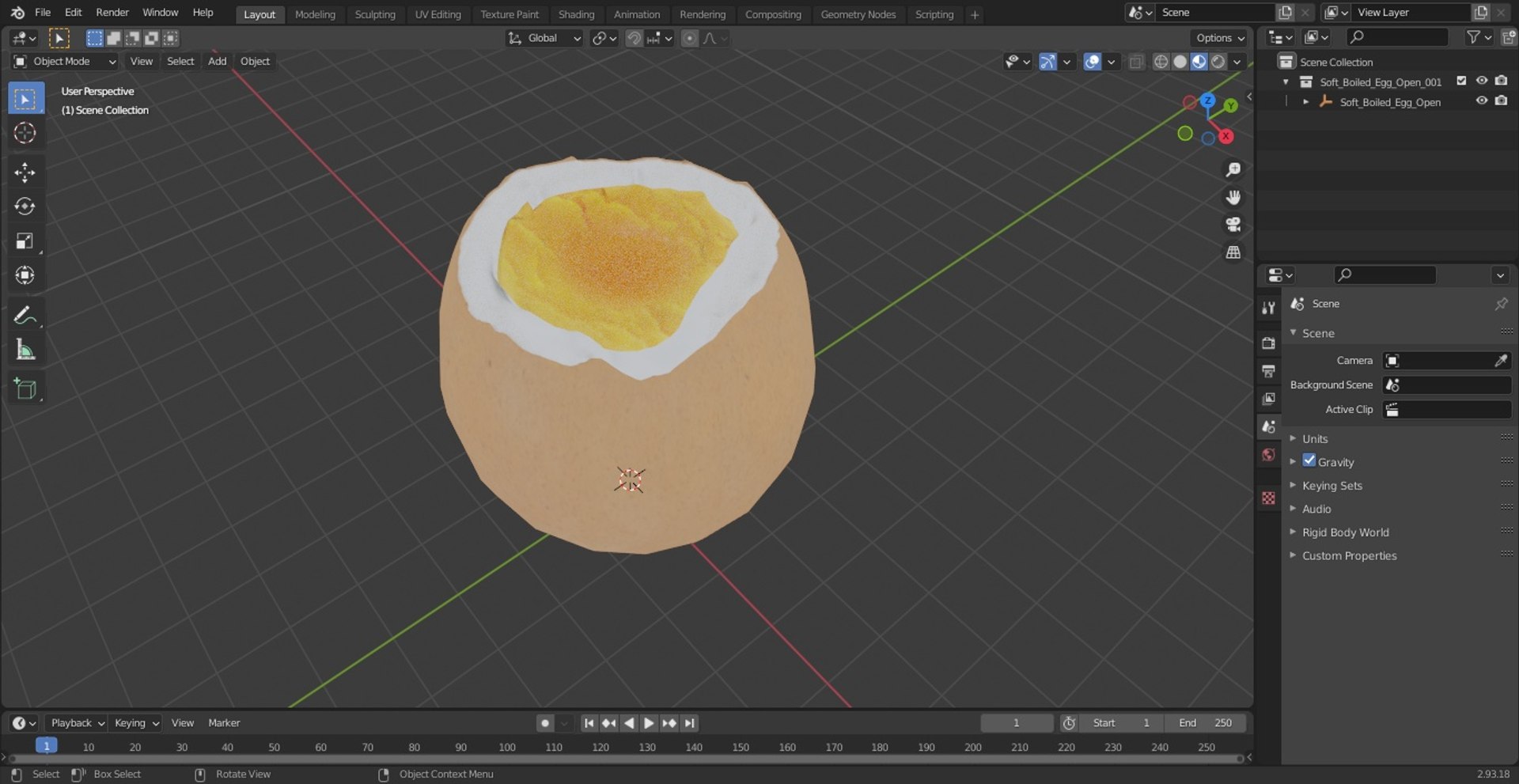 Soft Boiled Egg Open 3D Model - TurboSquid 2108883