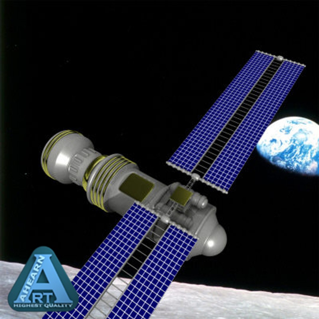 3d model orbiting satellite