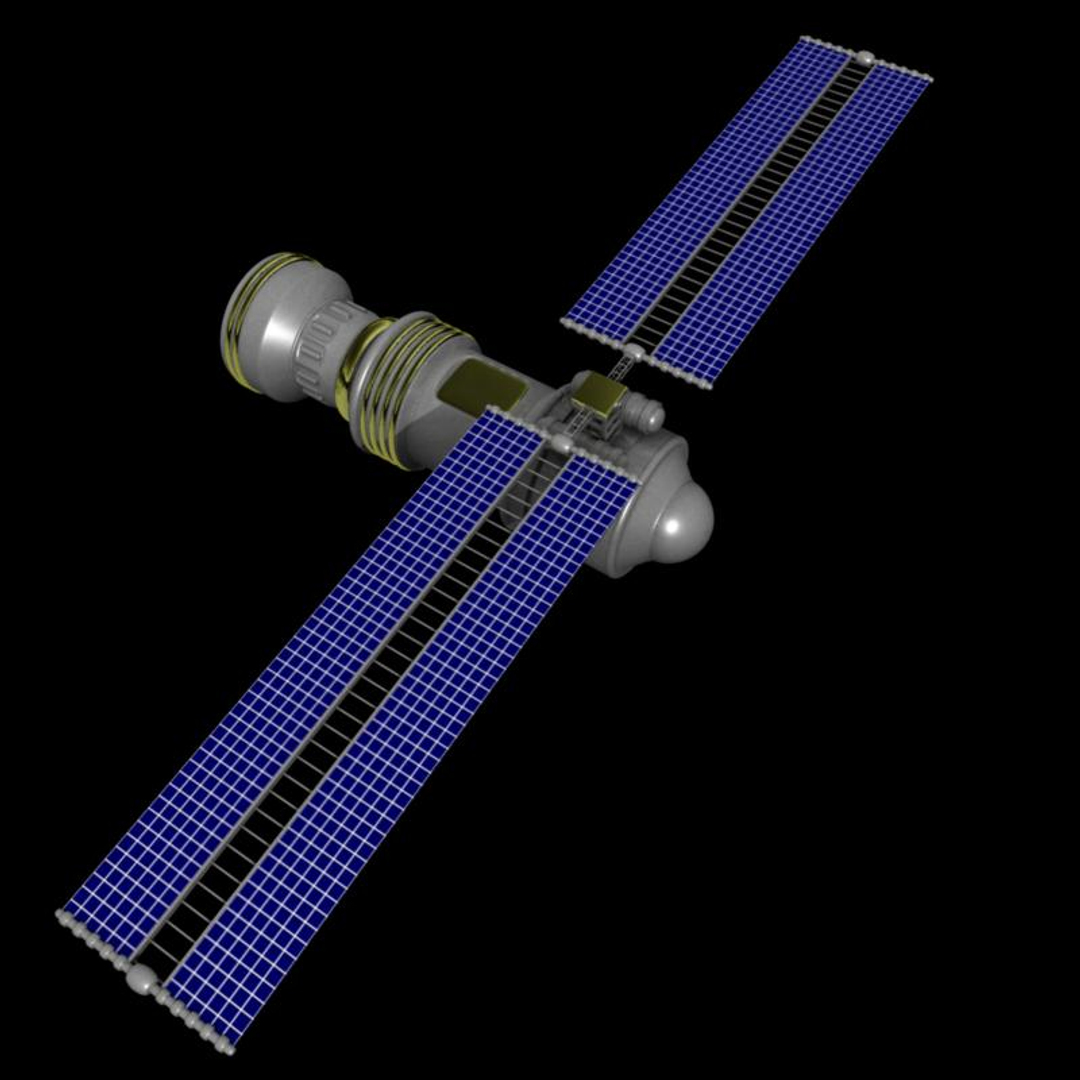 3d model orbiting satellite
