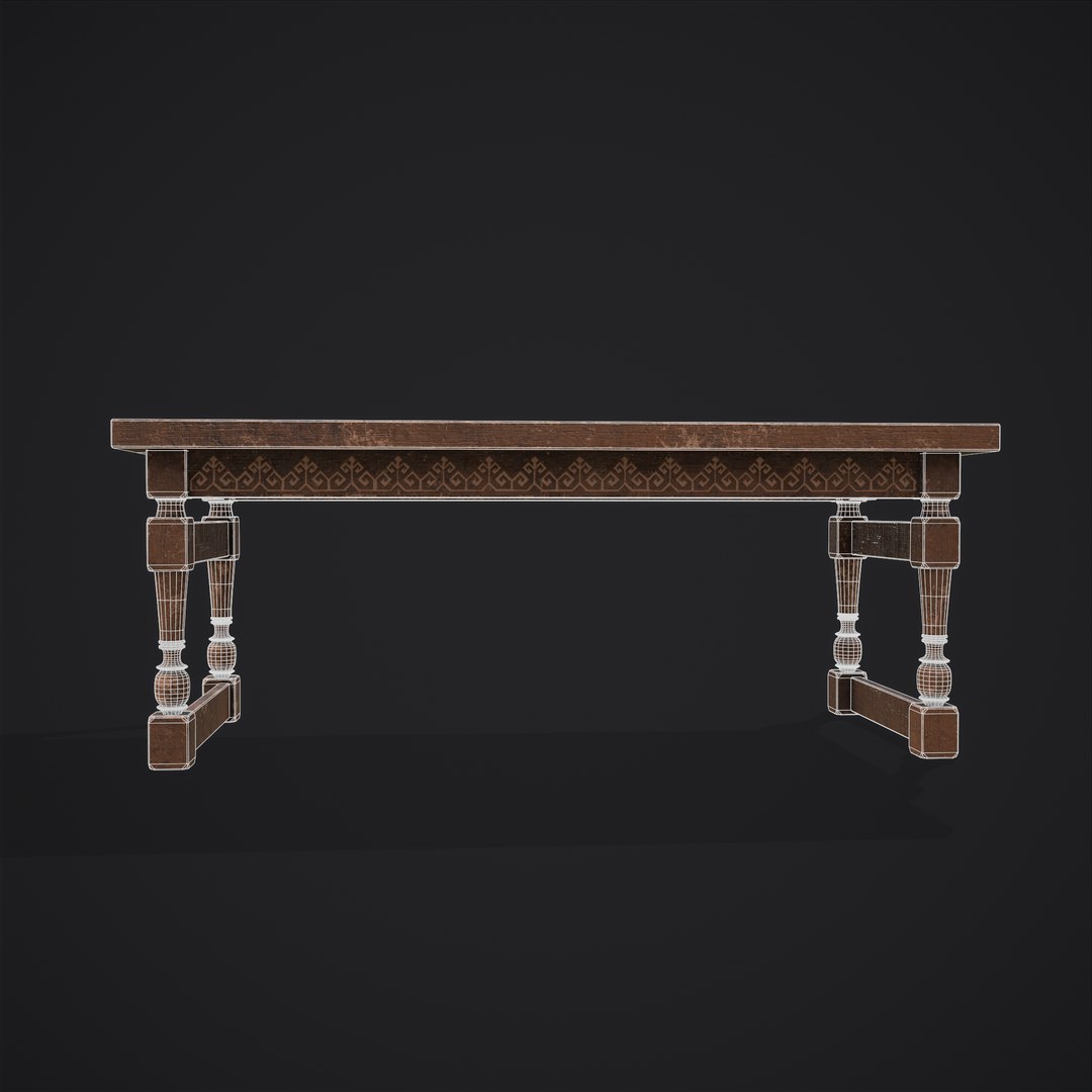 Elegant Long Table And High Chairs 3D Model - TurboSquid 1823644