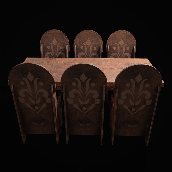 Elegant Long Table and High Chairs 3D model - TurboSquid 1823644