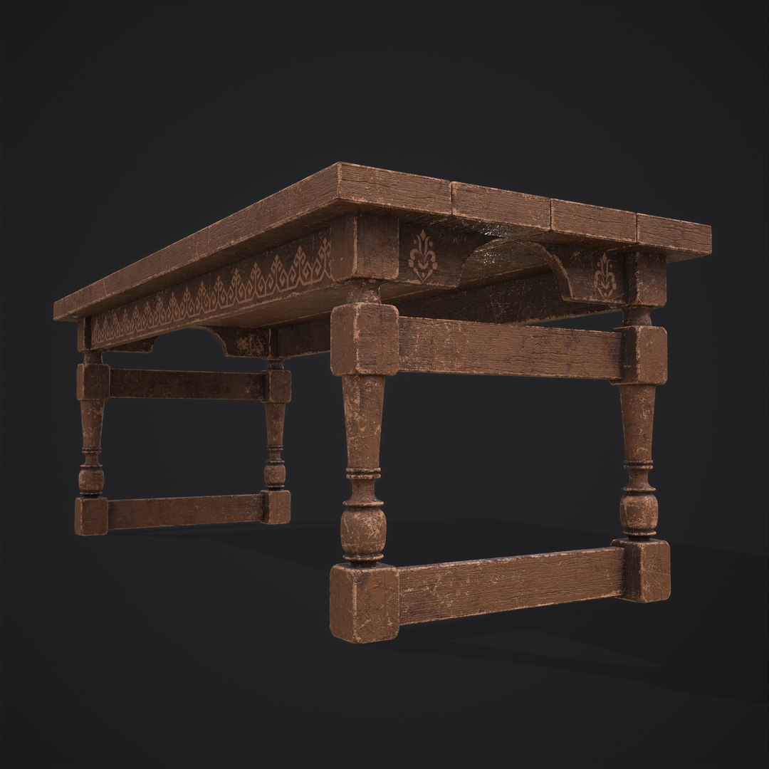 Elegant Long Table And High Chairs 3D Model - TurboSquid 1823644