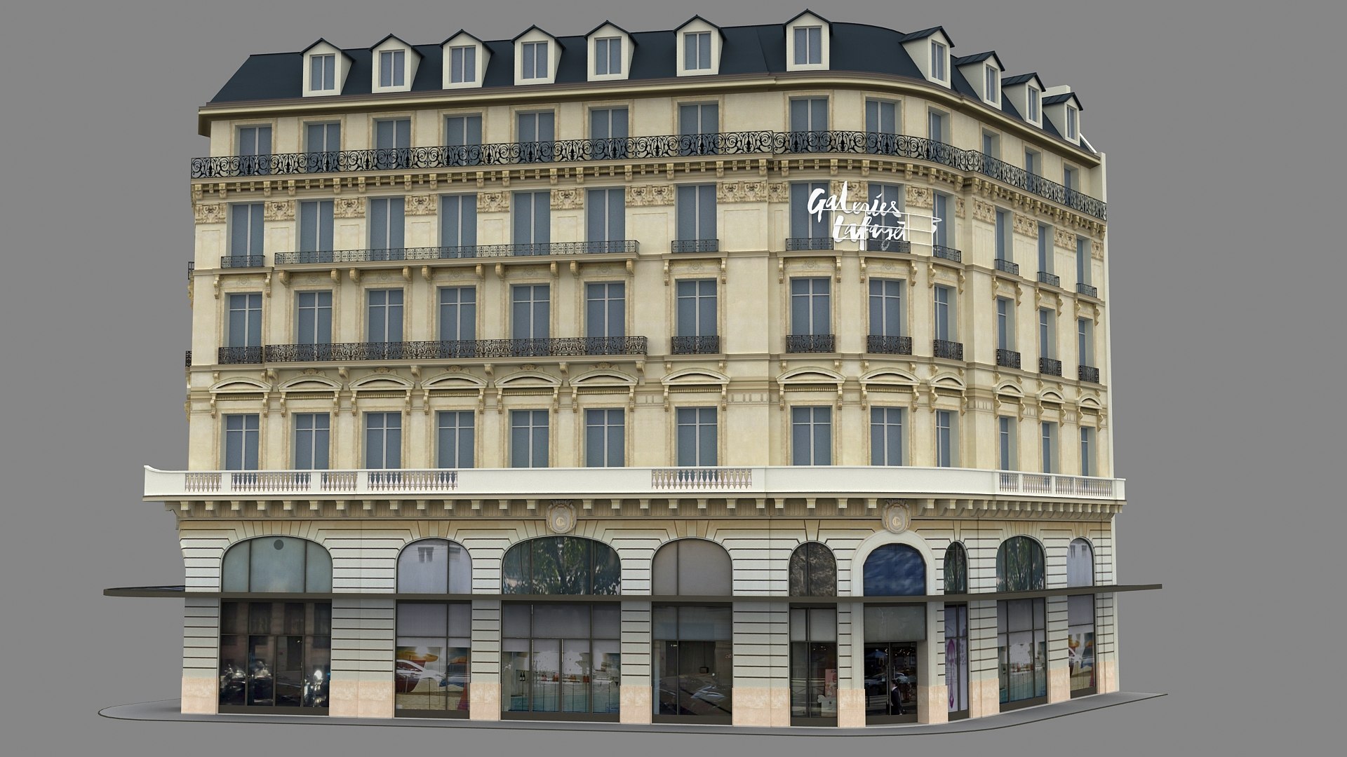 3D Boulevard Haussman Paris Building Galeries Lafayette Gourment ...