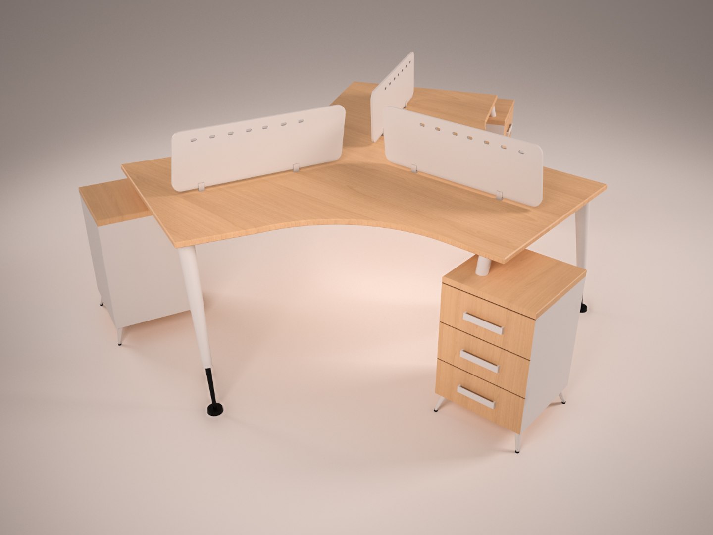 3D Triple Desk | 1148707 | TurboSquid