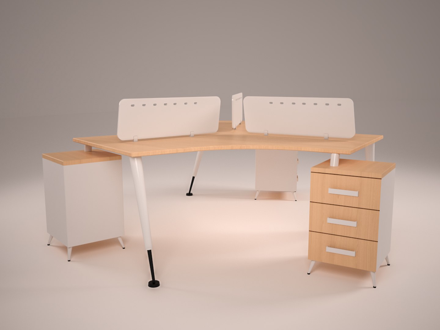3D Triple Desk | 1148707 | TurboSquid