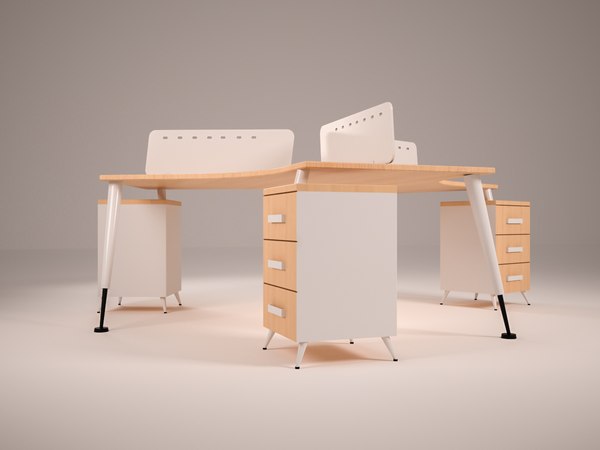 3D triple desk | 1148707 | TurboSquid