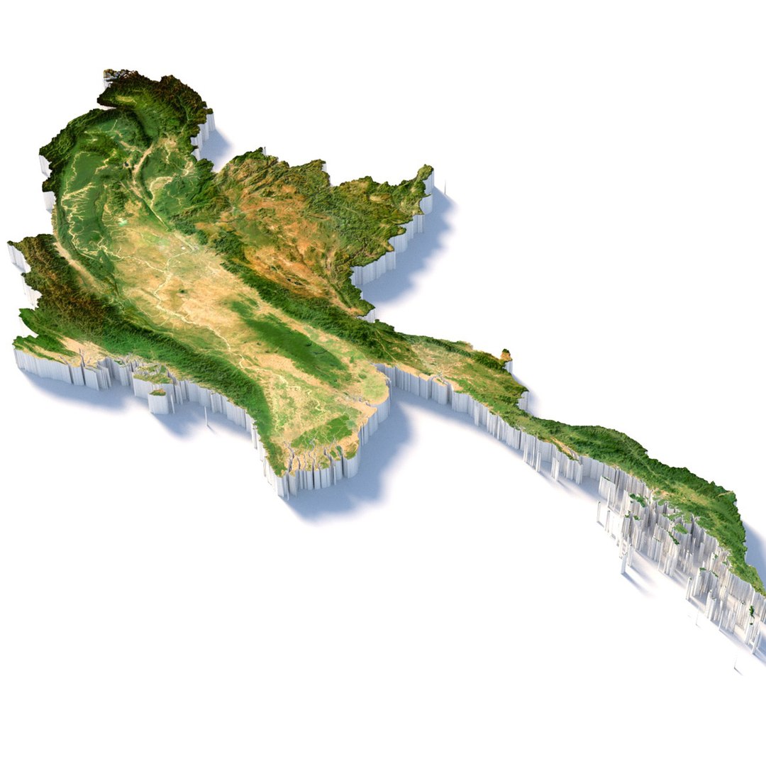 Myanmar Terrain Map 3D Model - TurboSquid 2336538