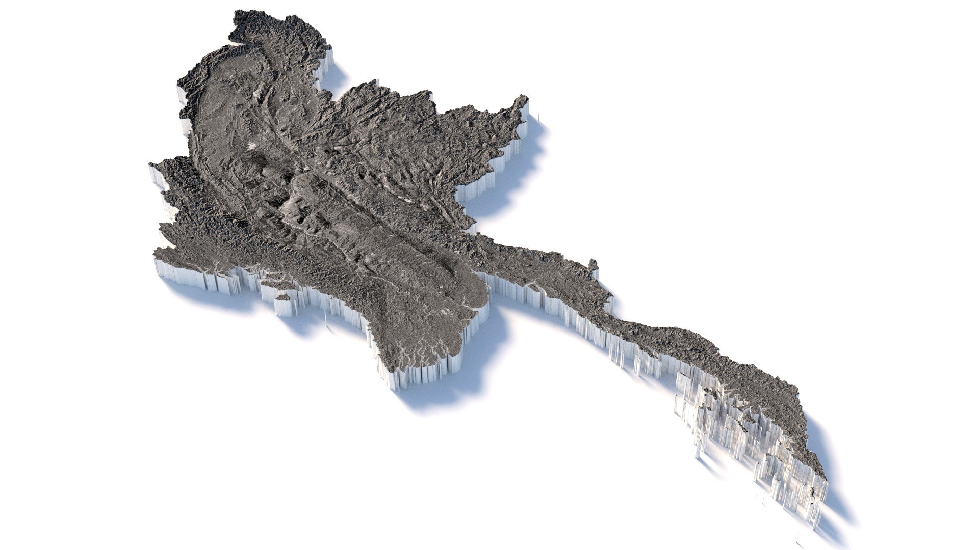Myanmar Terrain Map 3D Model - TurboSquid 2336538