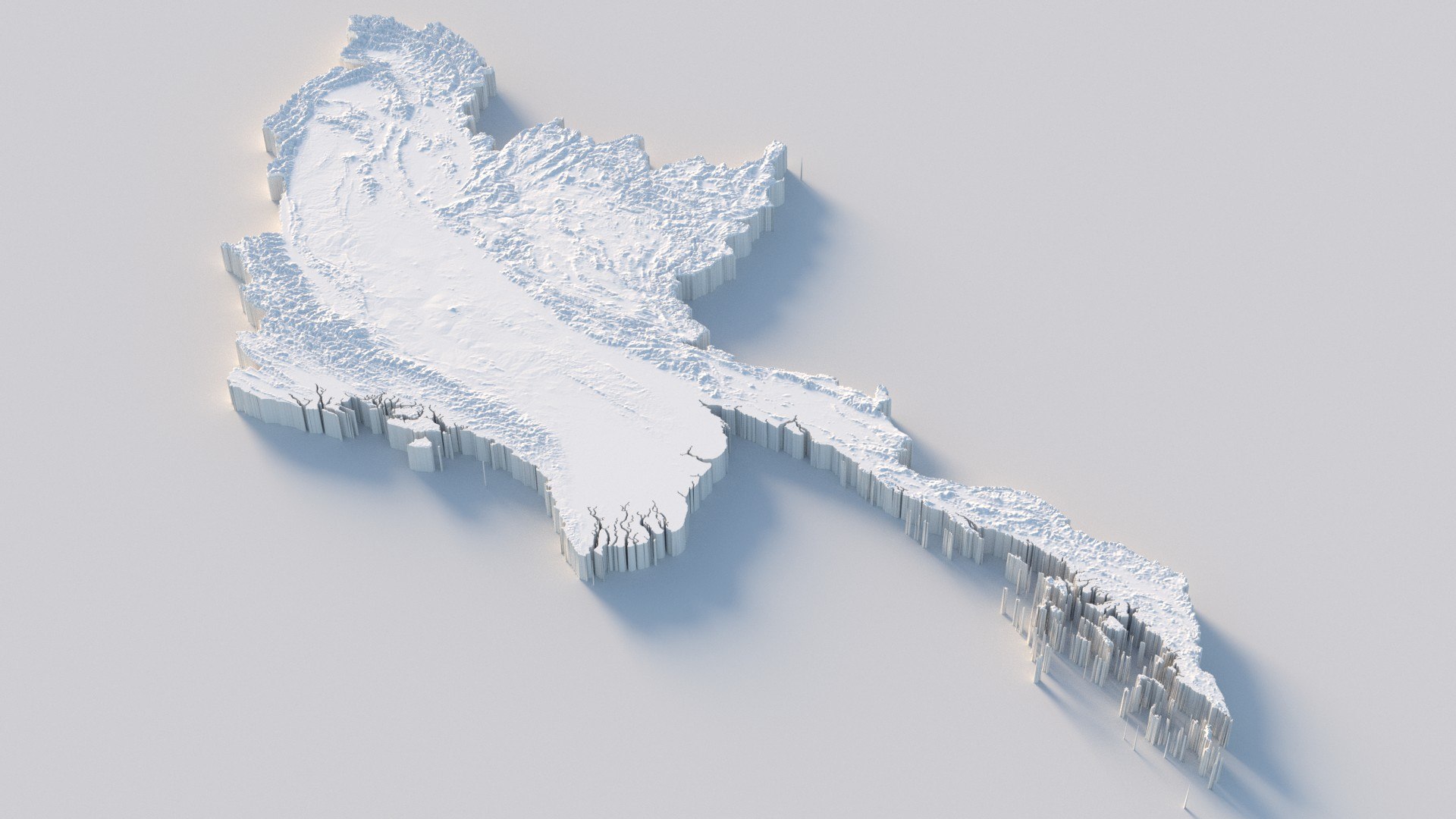 Myanmar Terrain Map 3D Model - TurboSquid 2336538