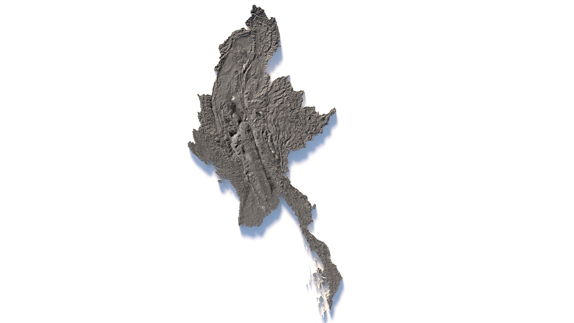 Myanmar Terrain Map 3D Model - TurboSquid 2336538