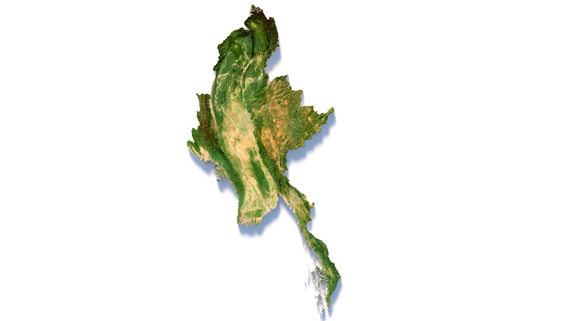 Myanmar Terrain Map 3D Model - TurboSquid 2336538