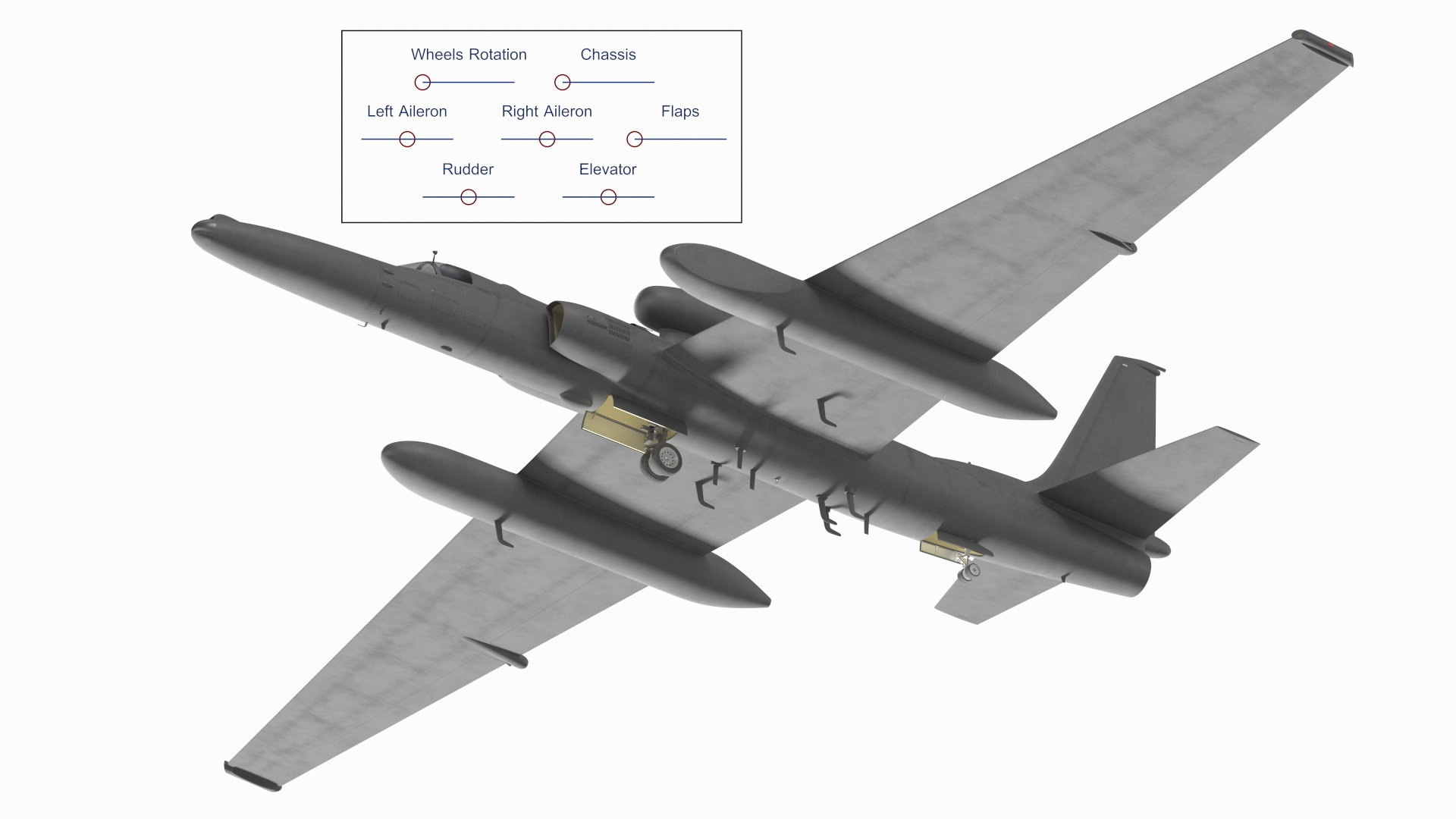 Grey Reconnaissance Aircraft Simple Interior Rigged 3D Model ...