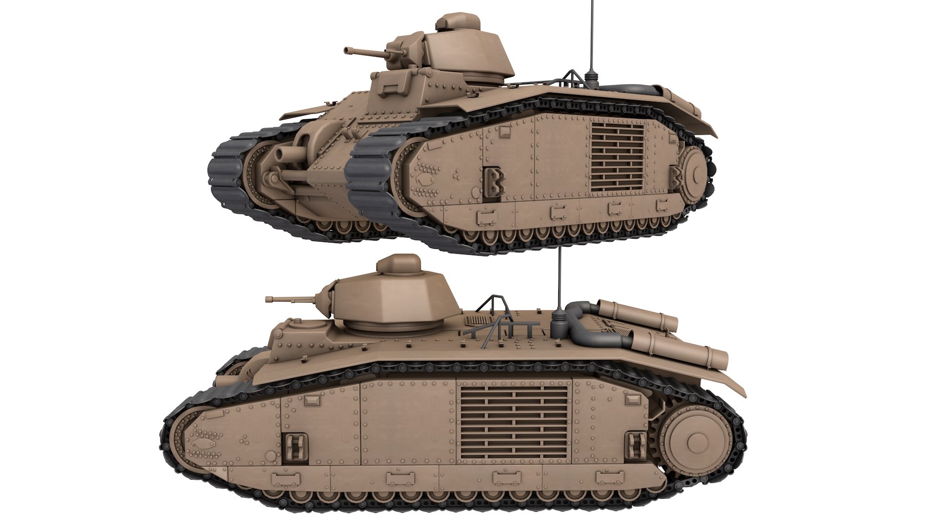 Char B1 French Heavy Tank Model - TurboSquid 2392585