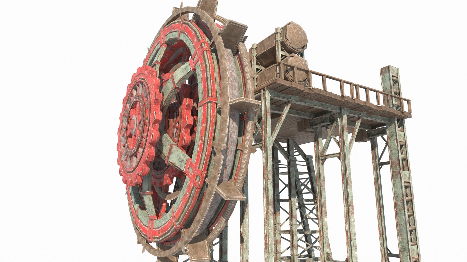 Steam Style Waterwheel Model - TurboSquid 2410915