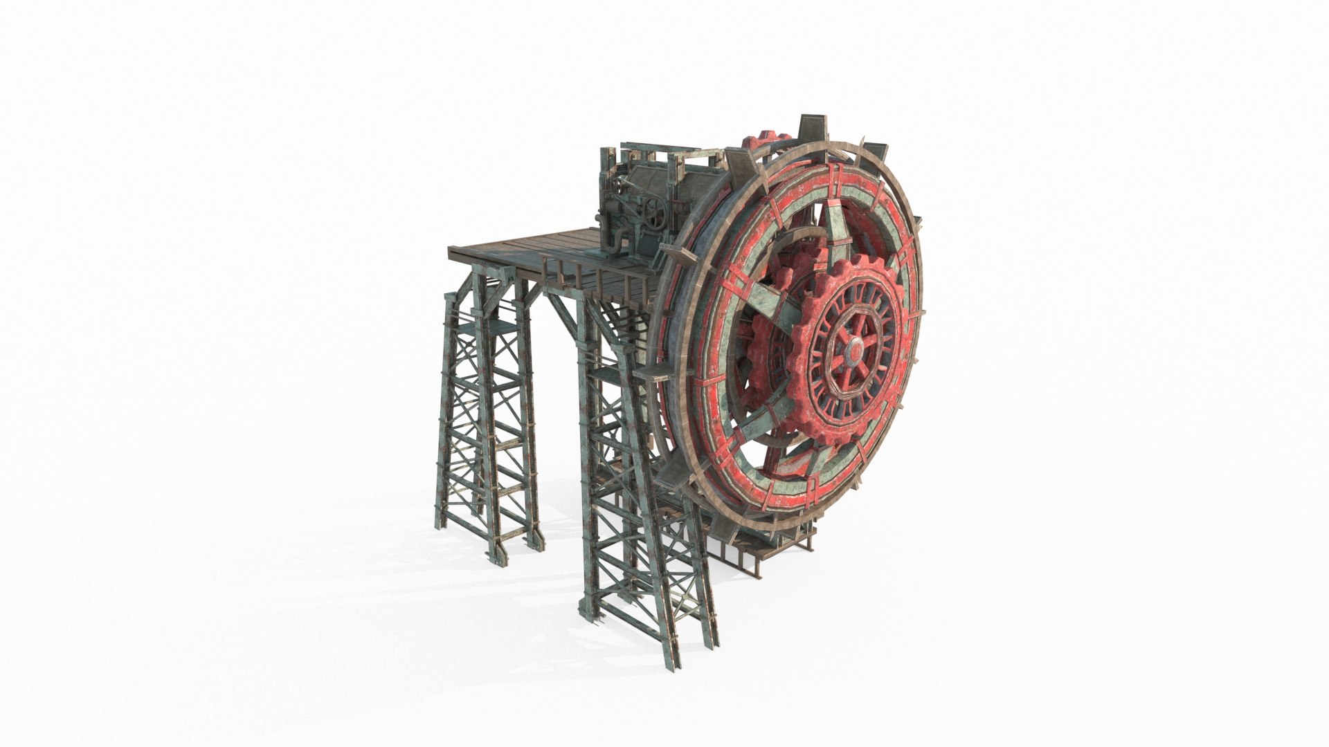 Steam Style Waterwheel Model - TurboSquid 2410915