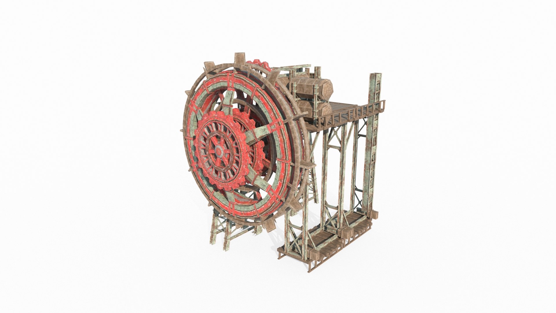 Steam Style Waterwheel Model - TurboSquid 2410915