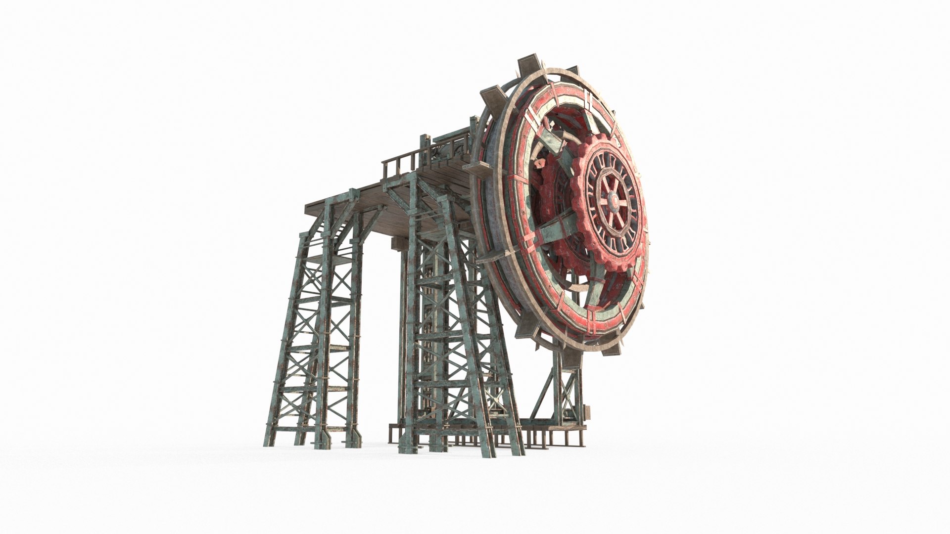 Steam Style Waterwheel Model - TurboSquid 2410915