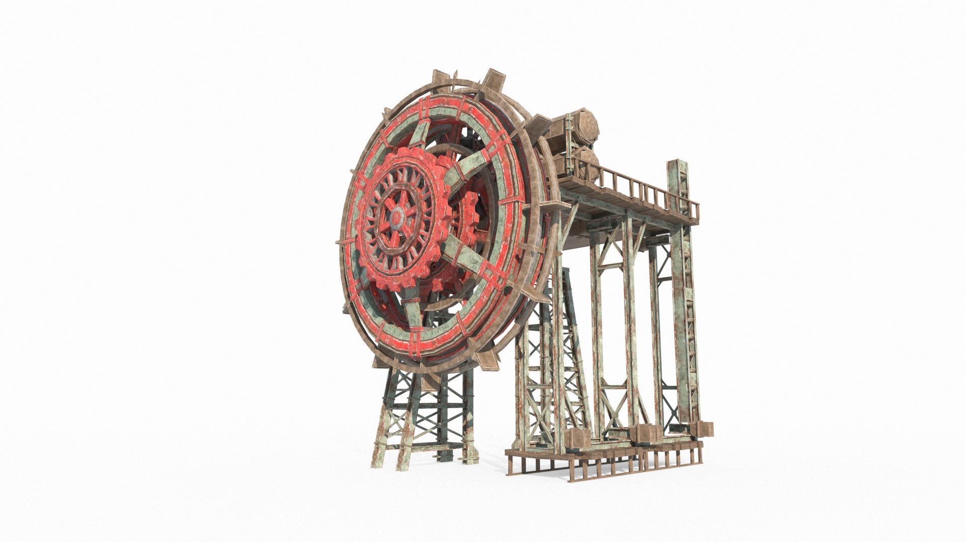Steam Style Waterwheel Model - TurboSquid 2410915