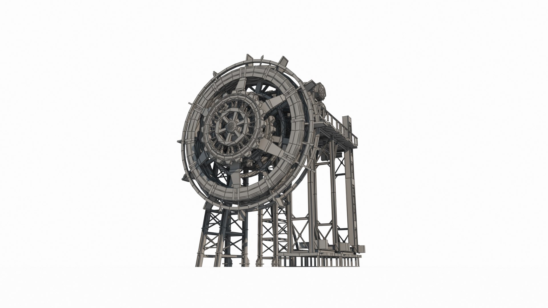 Steam Style Waterwheel Model - TurboSquid 2410915