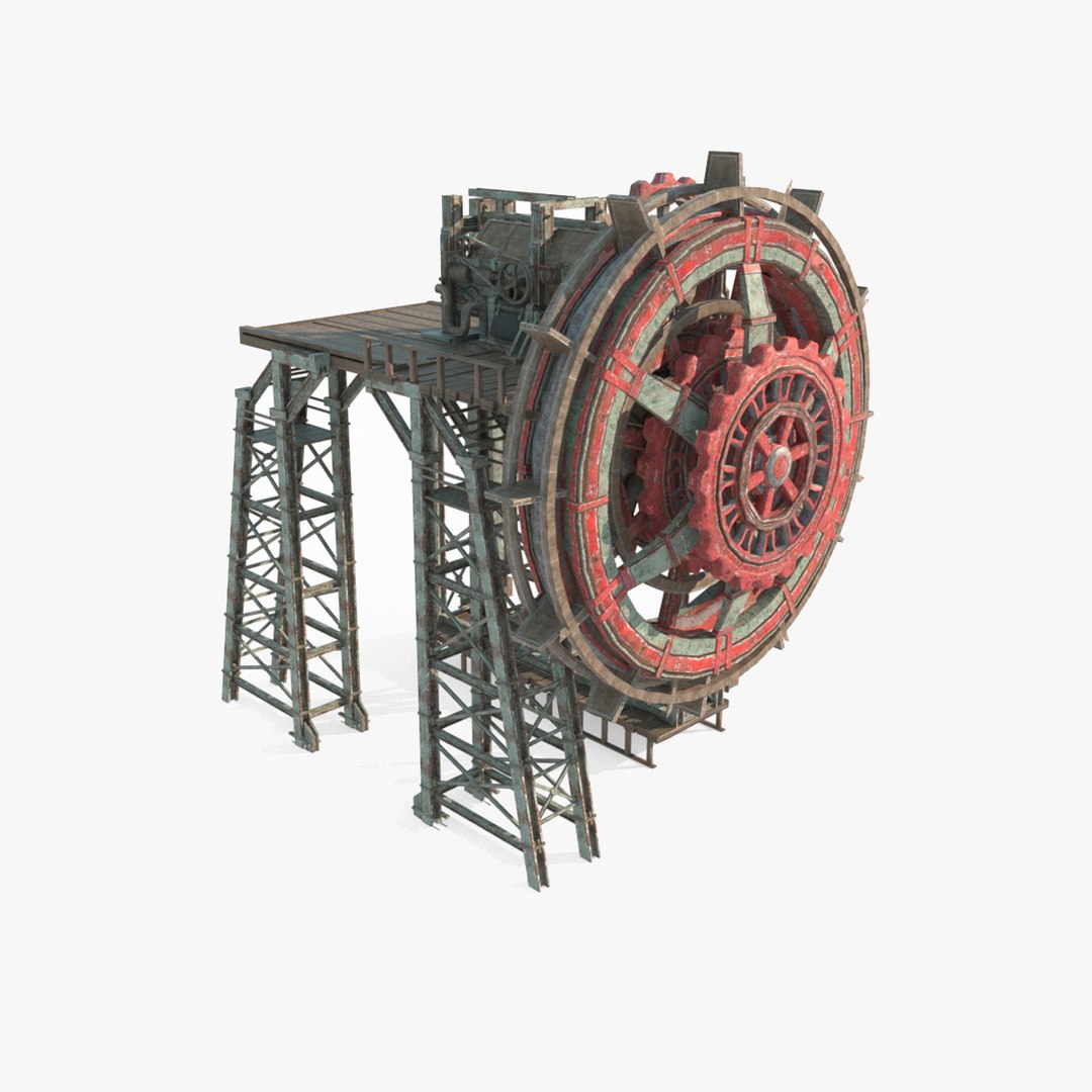 Steam Style Waterwheel Model - TurboSquid 2410915