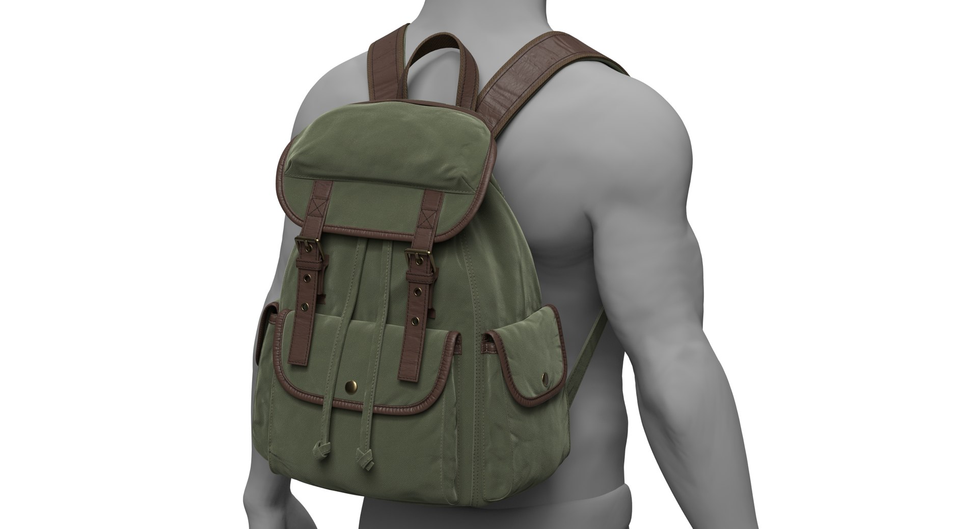 Vintage backpack army green 3D model - TurboSquid 1609582