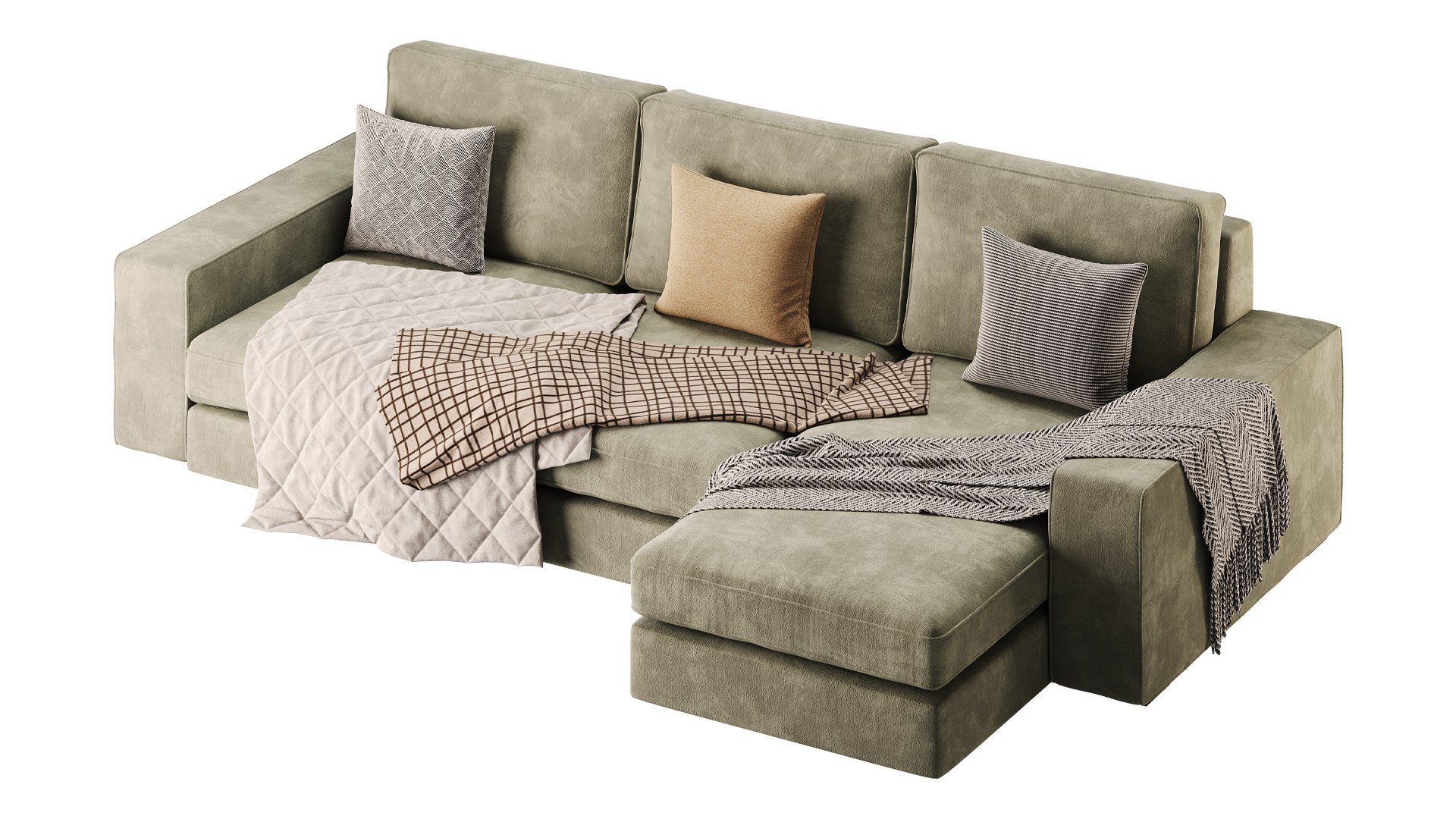 3D Sofa With Chaise - TurboSquid 2317483