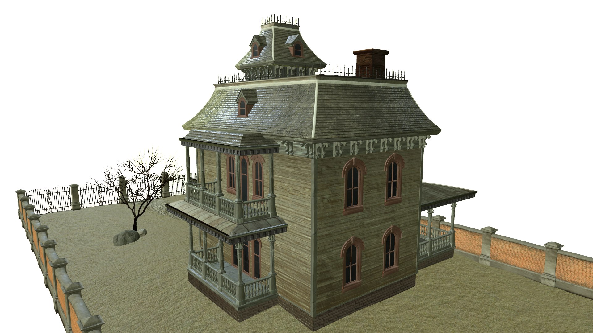 Abandoned Mansion Pbr 3d Model