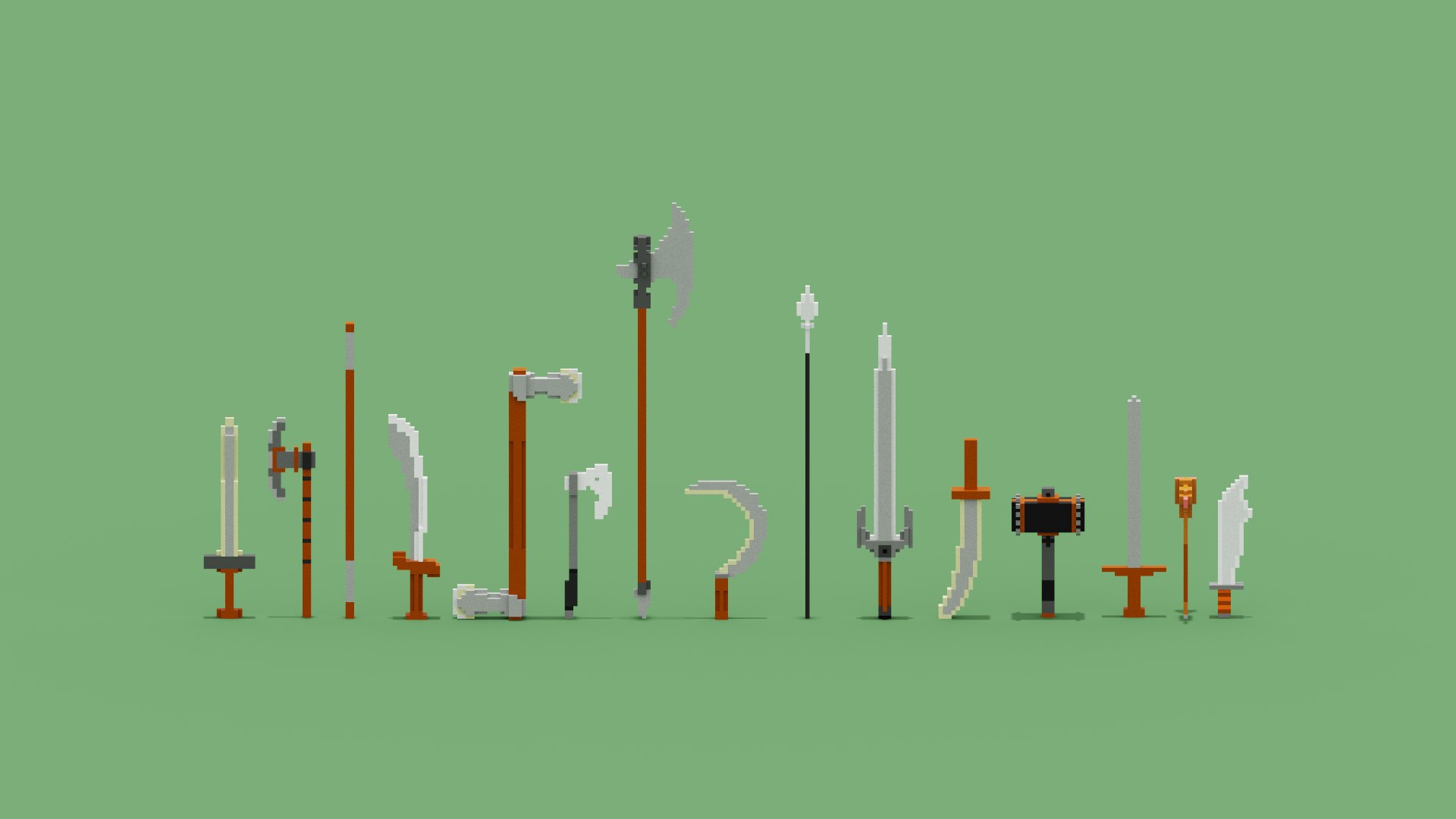 Voxel Weapon Collection Model - TurboSquid 1945730
