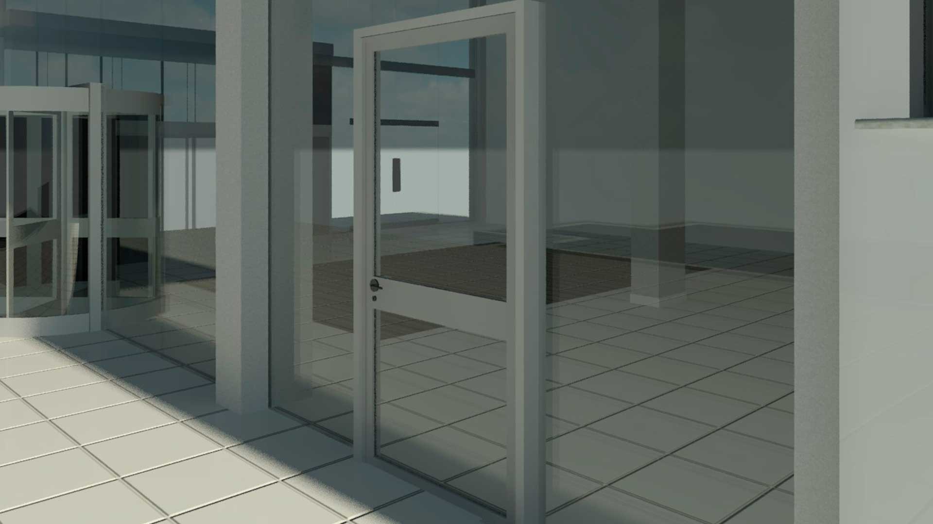 3D Emergency Curtain Wall Panel Door Model - TurboSquid 2012544