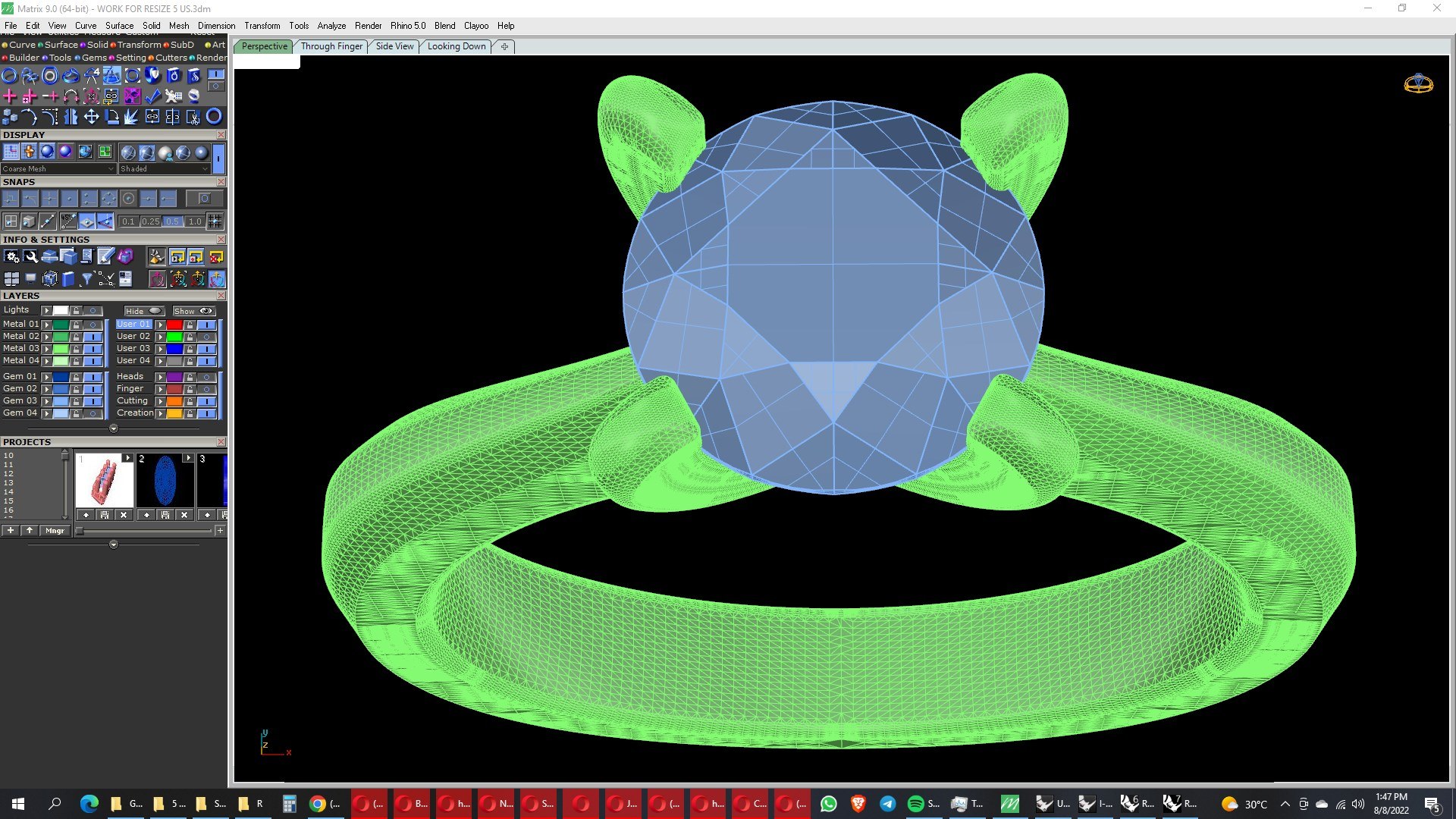 3D Engagement Ring Design STL CAD File Download Model Size 5 US CA5 3D ...