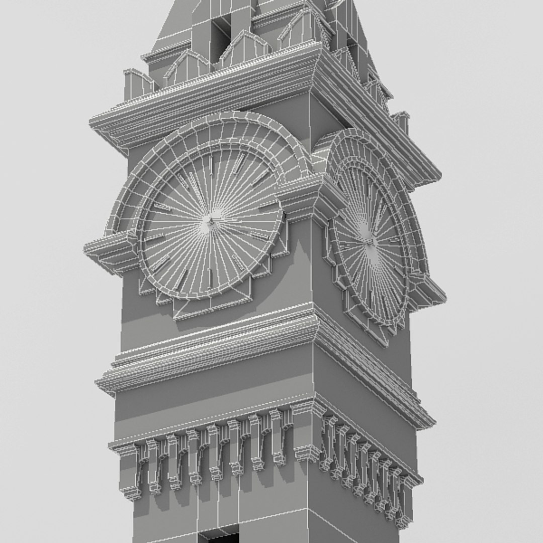 3d City Building Clock Tower Model