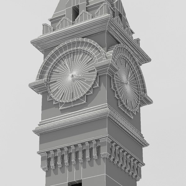 3d city building clock tower model