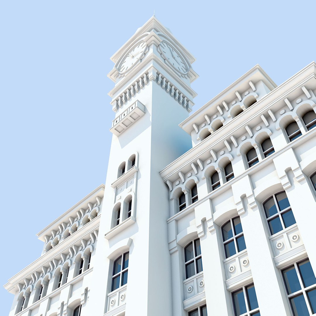 3d City Building Clock Tower Model