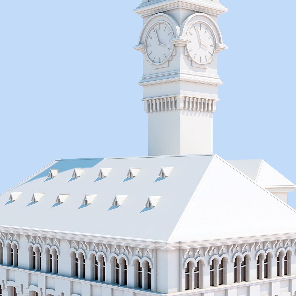 3d city building clock tower model