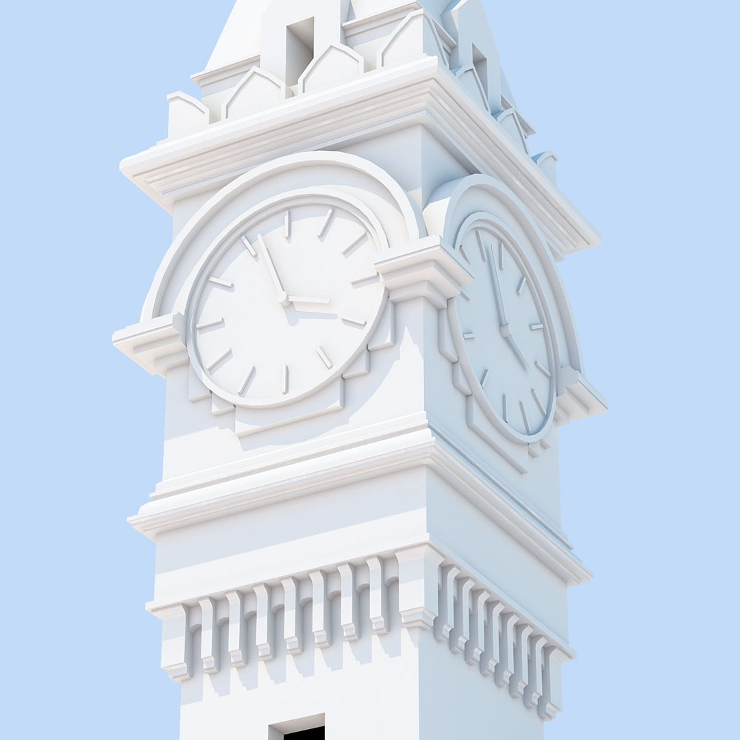 3d City Building Clock Tower Model