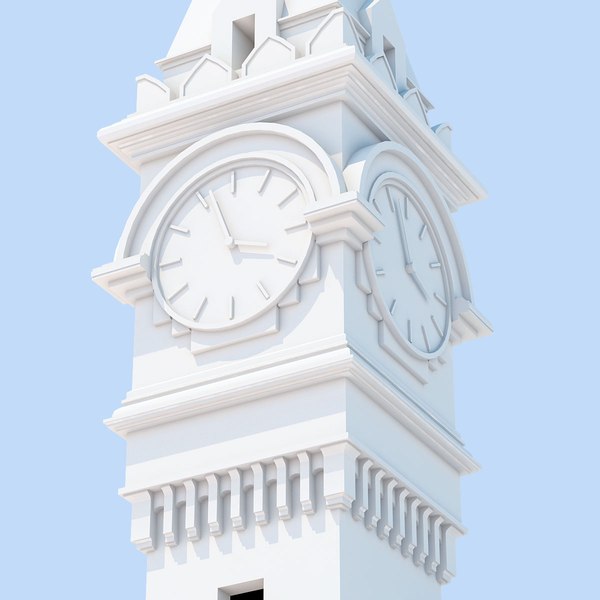 3d city building clock tower model