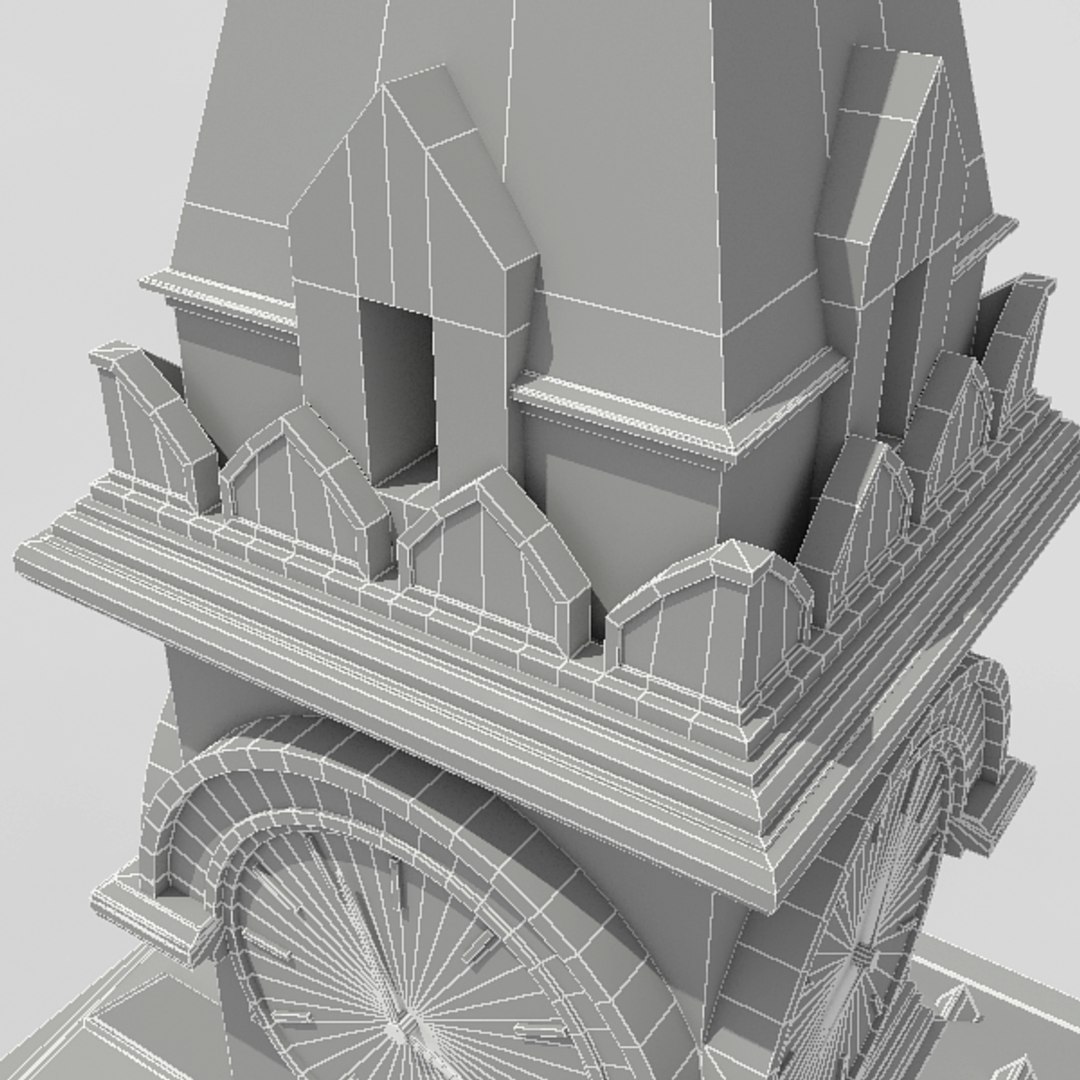 3d City Building Clock Tower Model