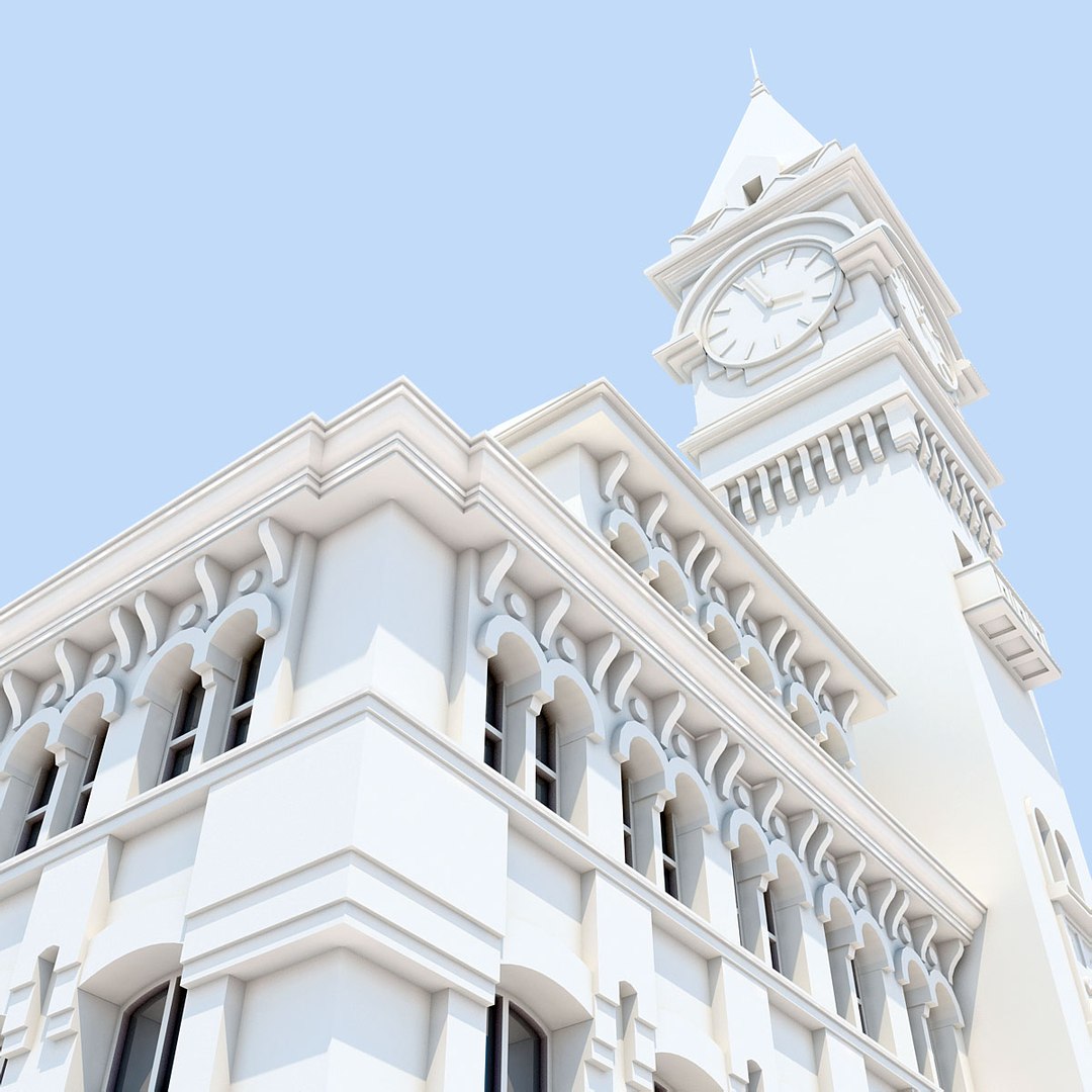 3d City Building Clock Tower Model