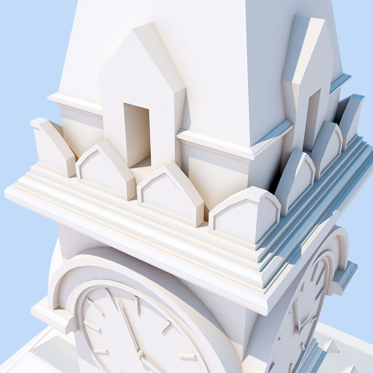 3d city building clock tower model