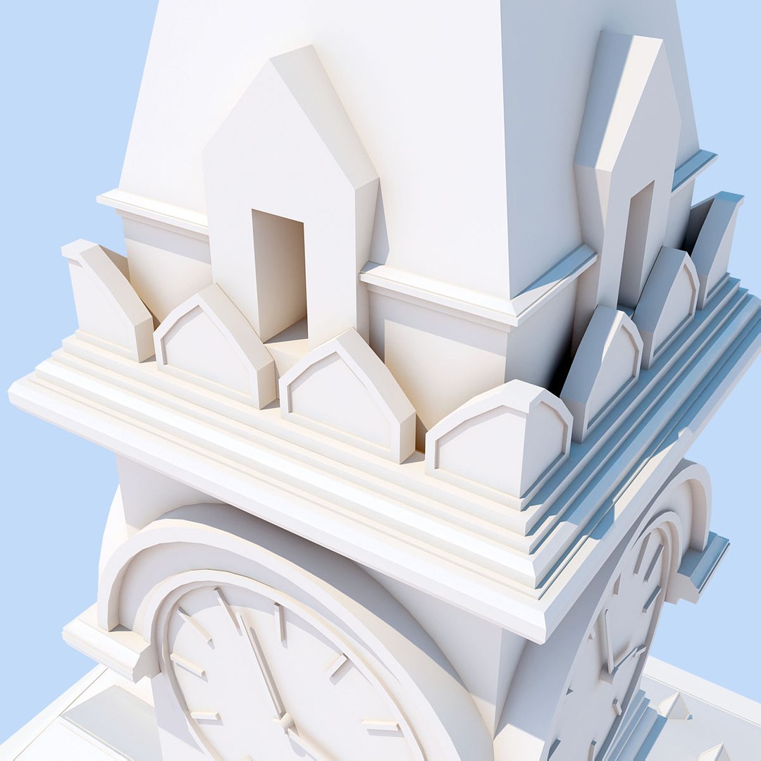 3d City Building Clock Tower Model