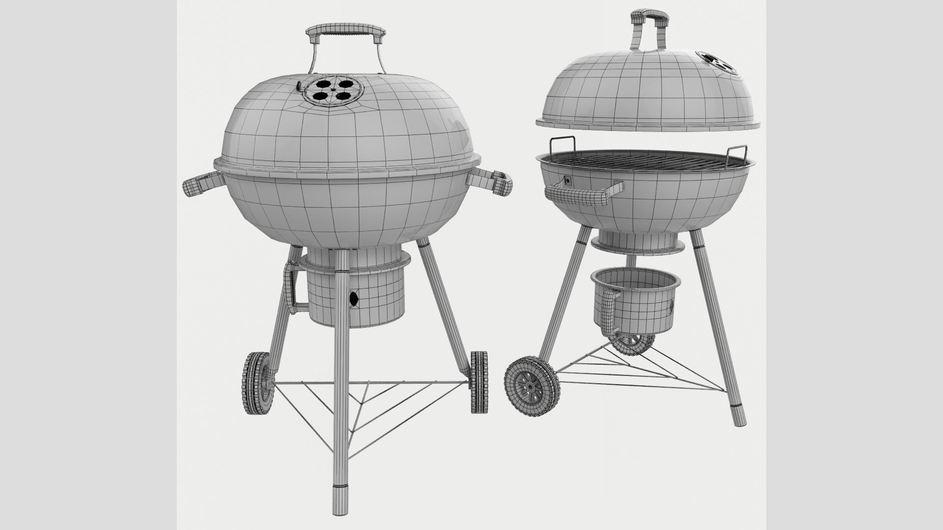 Charcoal Grill Low High Poly Unwrapped 3D model - TurboSquid 1941363