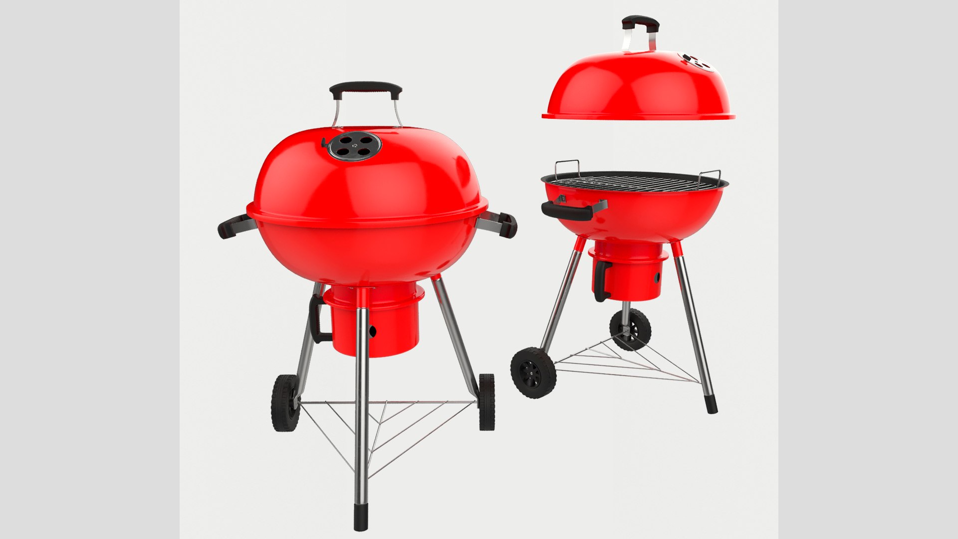 Charcoal Grill Low High Poly Unwrapped 3D model - TurboSquid 1941363